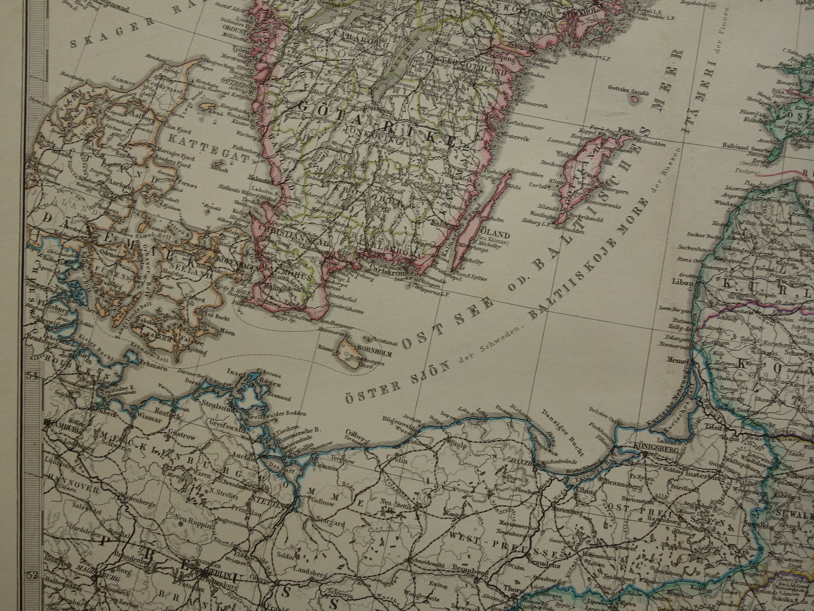 BALTIC SEA Large Old Map of Baltic States 1885 Original - Etsy