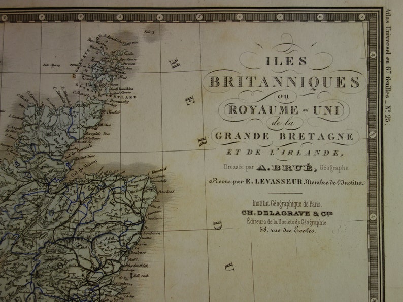 UK and Ireland Vintage Large Map of British Isles 1875 | Etsy
