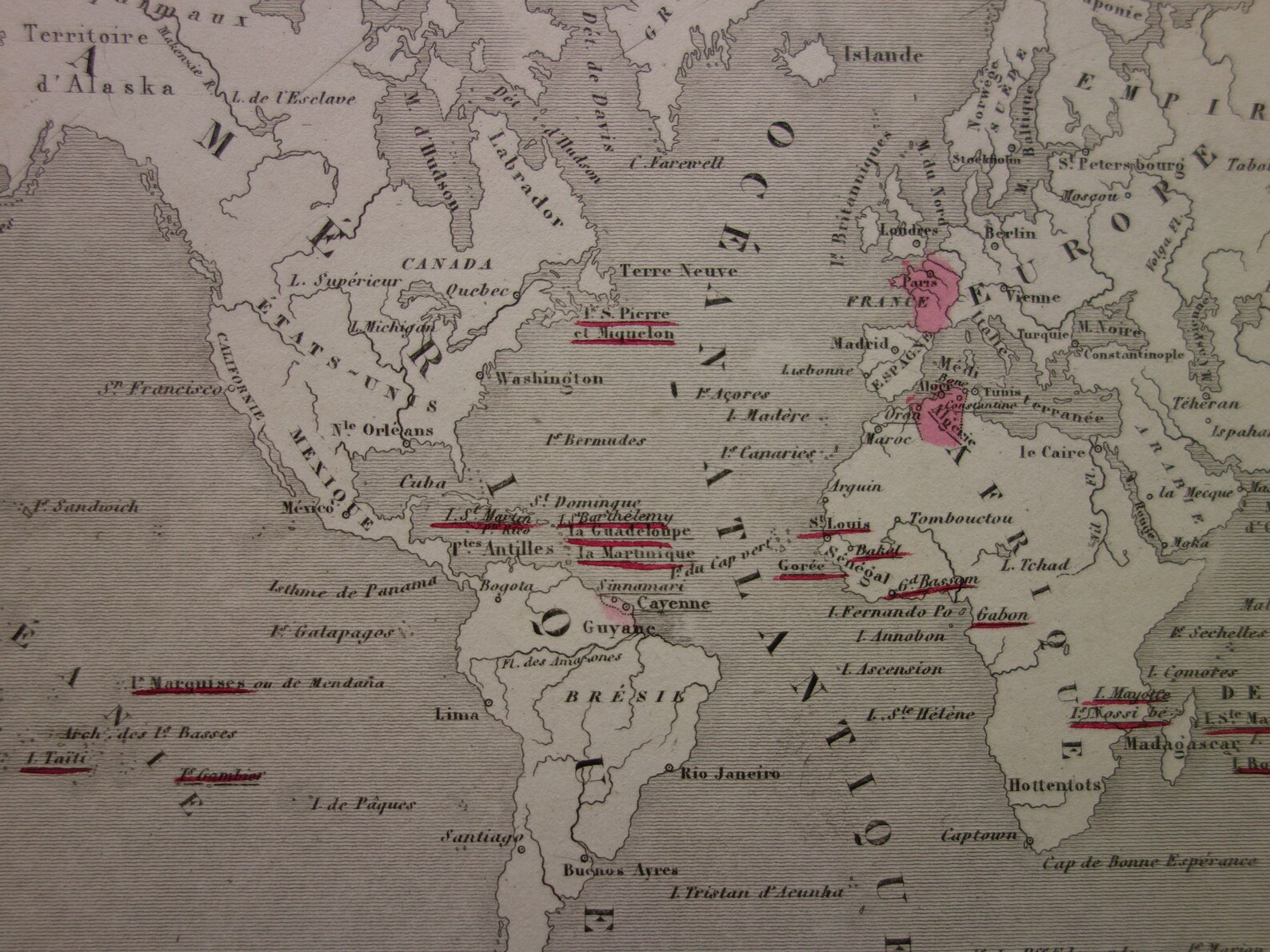 1883 Old World Map of French Colonies Original Hand-colored - Etsy