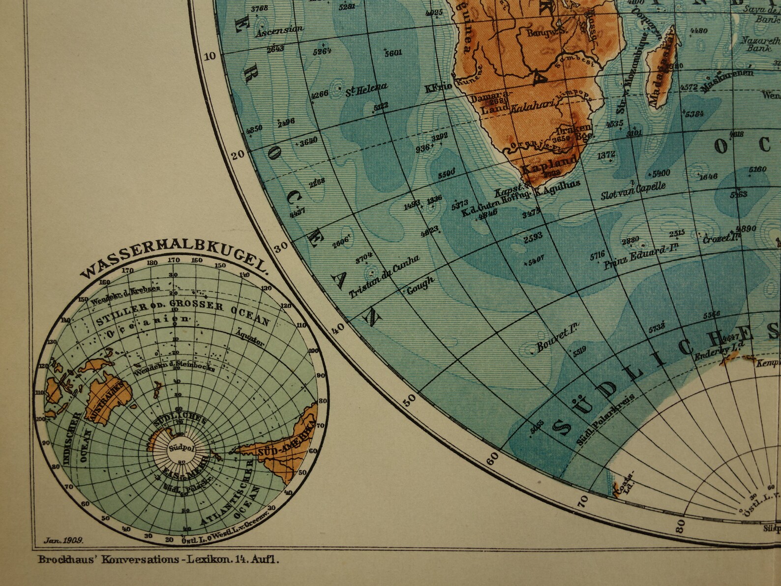WORLDMAP Old Map of the World Original 1909 Antique German - Etsy