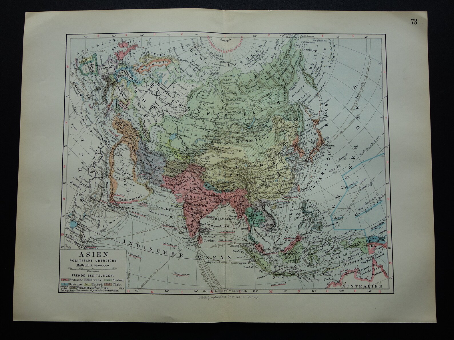 100 Years Old Map of Asia Original 1913 Antique Print About - Etsy