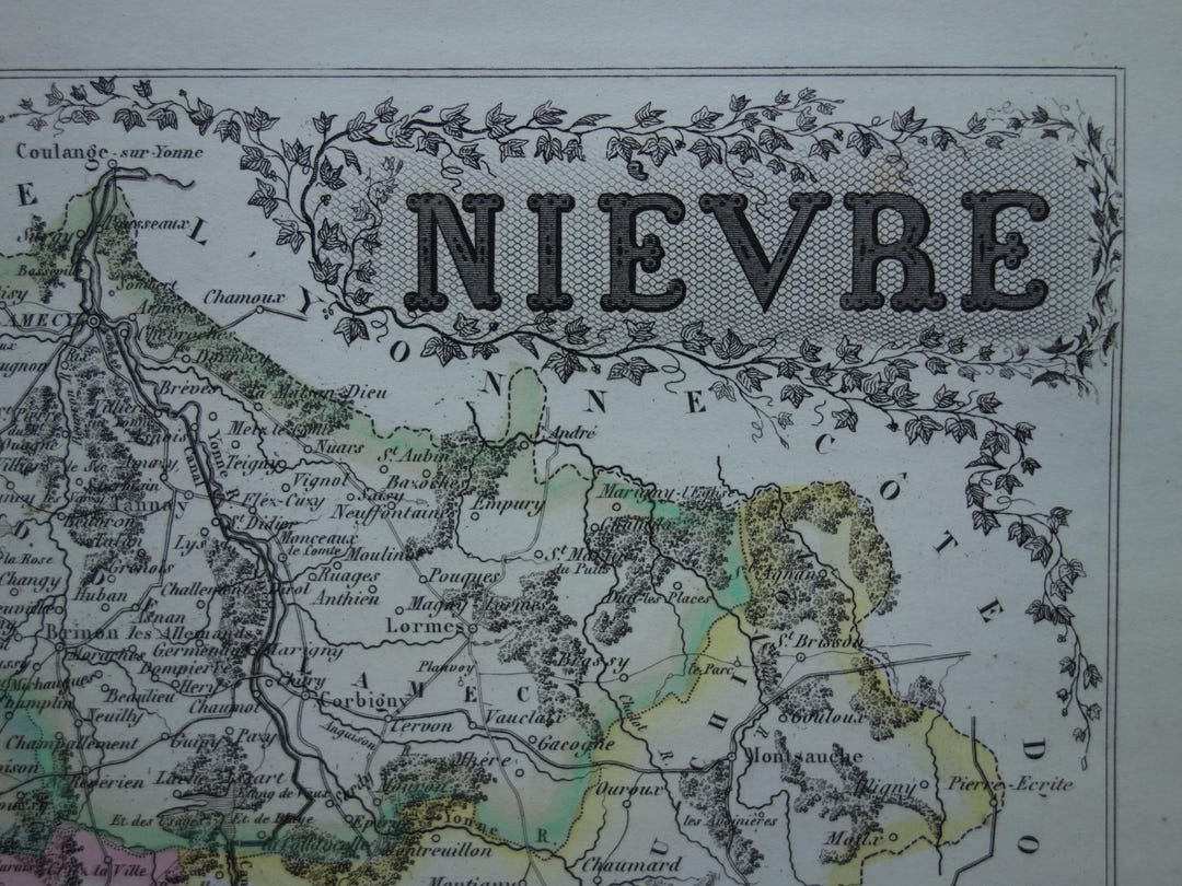 NIEVRE Antique Map of Nièvre Department France 1856 Original Old Print ...