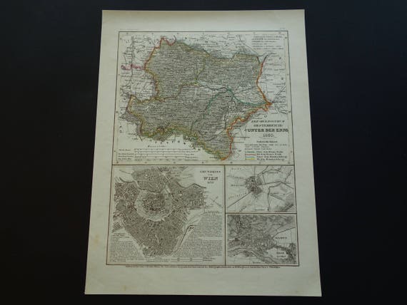 AUSTRIA Old Map of Archduchy 1850 Original Antique Poster of | Etsy