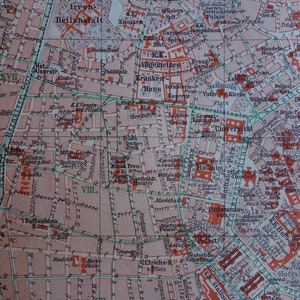 VIENNA Old Map of Vienna City Plan - 1913 Original Antique Detailed ...