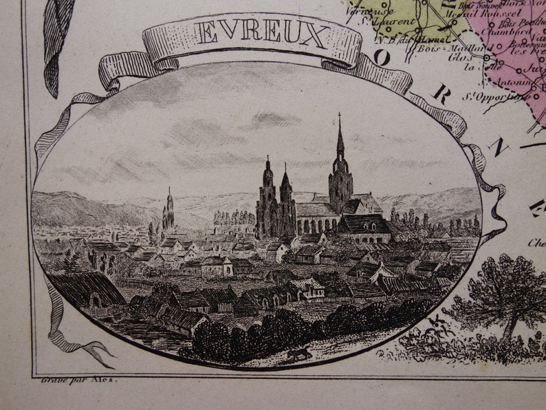 EURE Old Map of Eure Department France 1880 Original Antique - Etsy