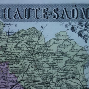 HAUTE SAONE Old Map of France 1872 Original Antique Print About Vesoul ...