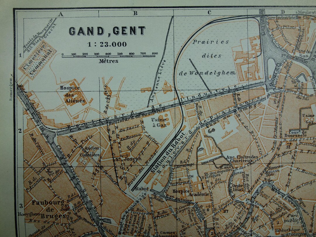 Antique Map of Ghent 1910 Original 110+ Years Old City Plan Gent Gand ...