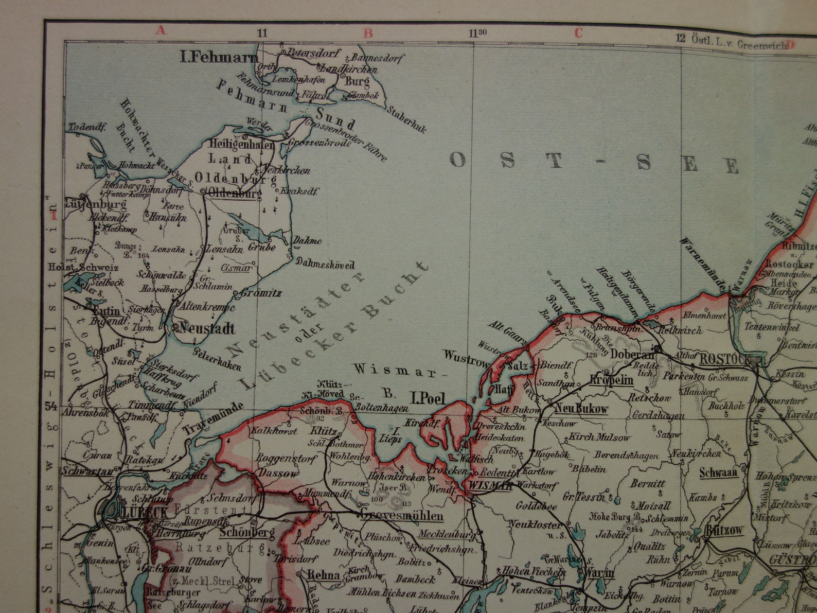Old Map of MECKLENBURG Germany 1913 Original Antique Print | Etsy