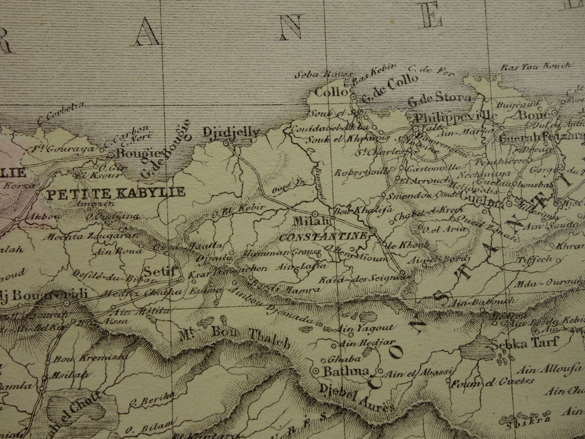 ALGERIA Old Map 1858 Antique French Print About Algeria Algiers Africa ...