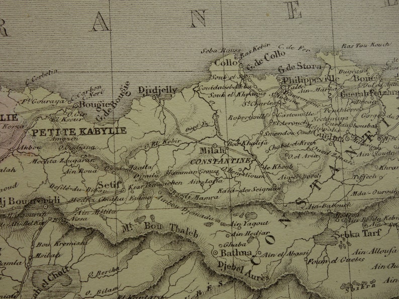 ALGERIA Old Map 1858 Antique French Print About Algeria Algiers Africa ...