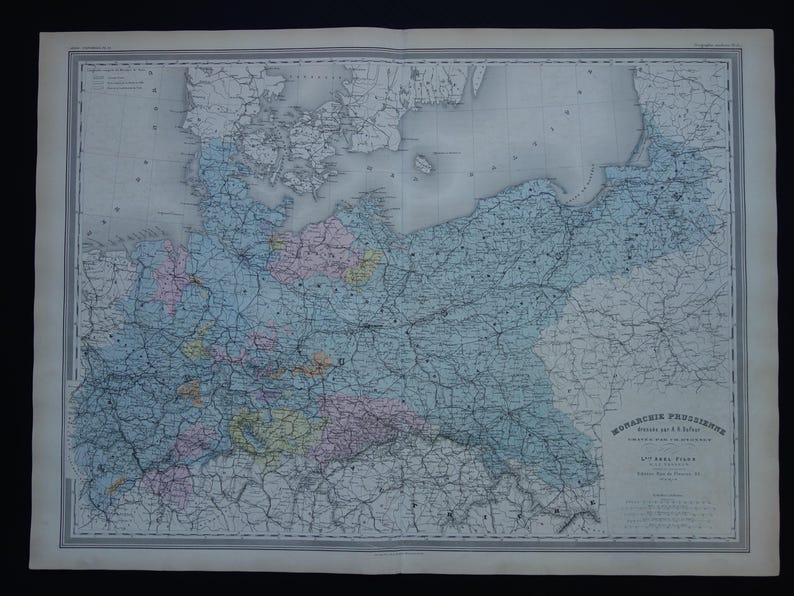 PRUSSIA Antique Map of Prussian Kingdom Original 140+ Years Old Large ...