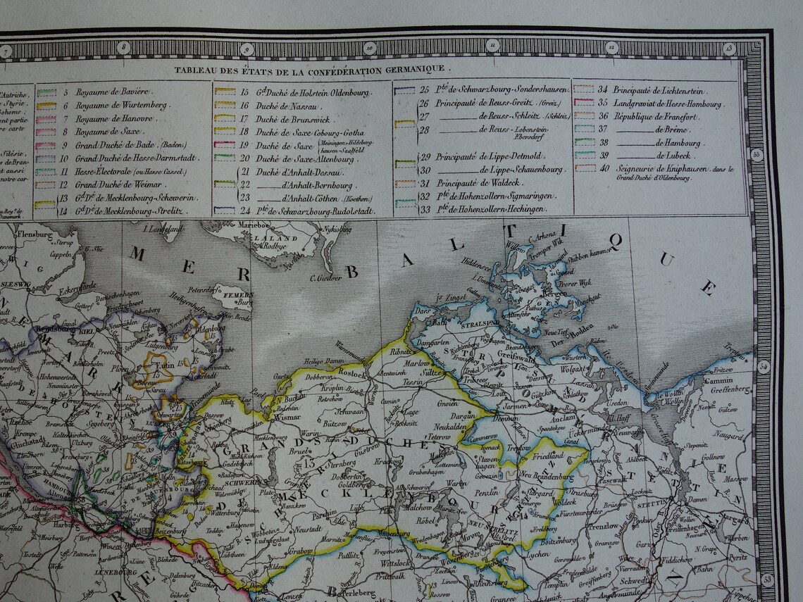 GERMANY Old Map 1827 LARGE Original Antique Print/poster of | Etsy