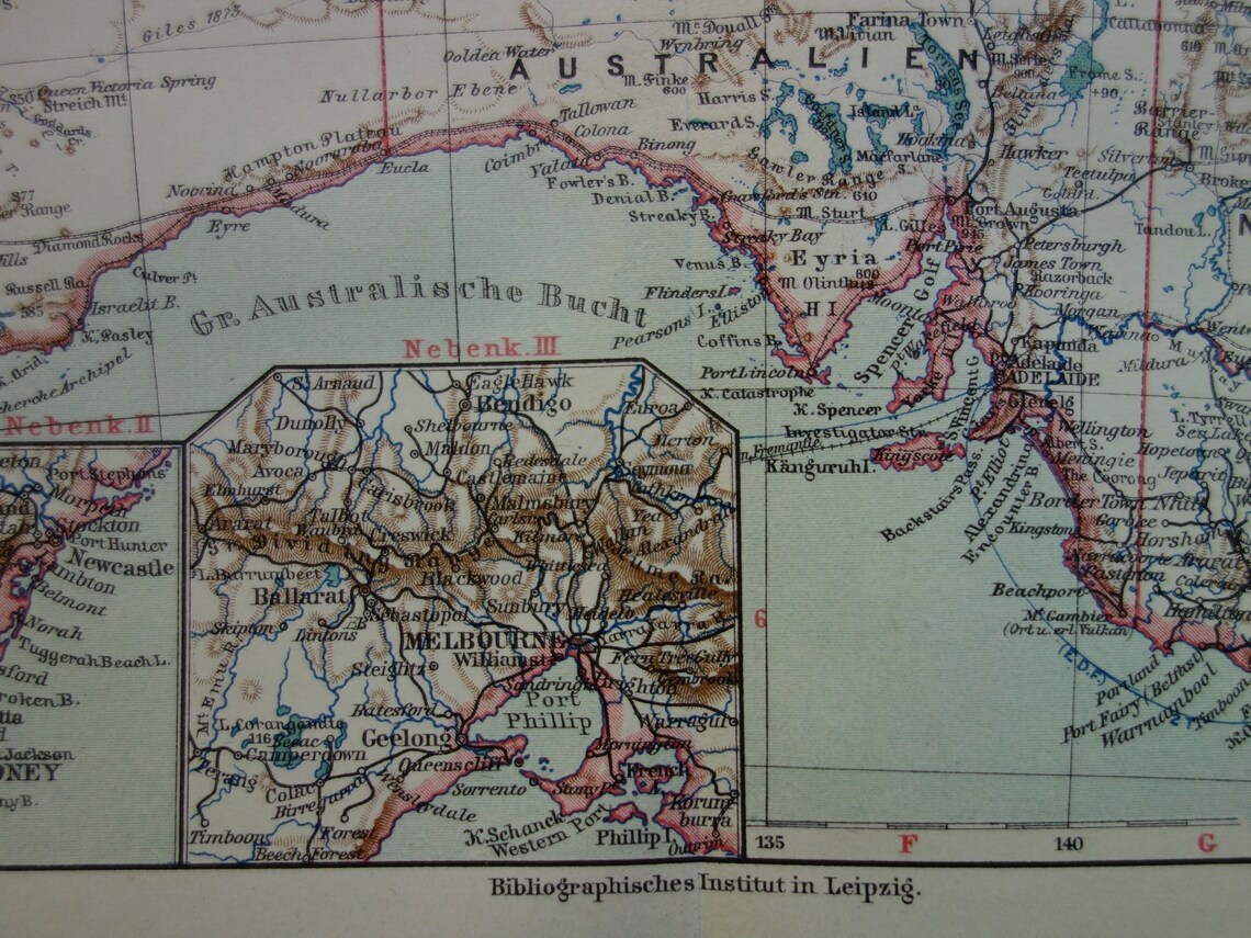 AUSTRALIA Old Map 1913 Very Detailed Antique Map of Australia ...