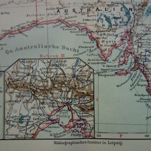 AUSTRALIA Old Map 1913 Very Detailed Antique Map of Australia ...