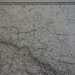 HUNGARY ROMANIA Large Antique Map 1878 Original Old English Poster of ...