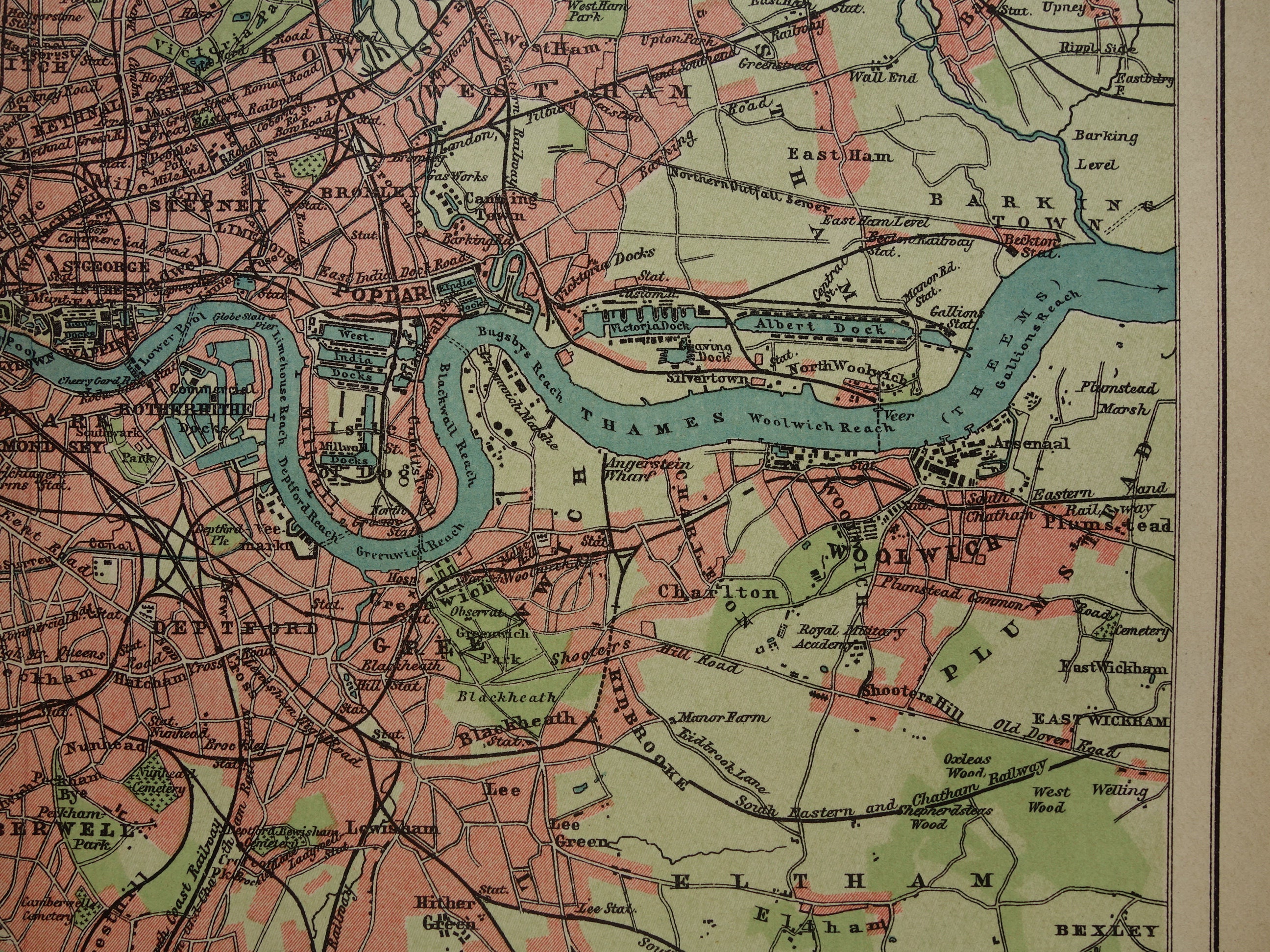 LONDON Vintage Map of London Area 1909 Antique City Plan About Hackney ...