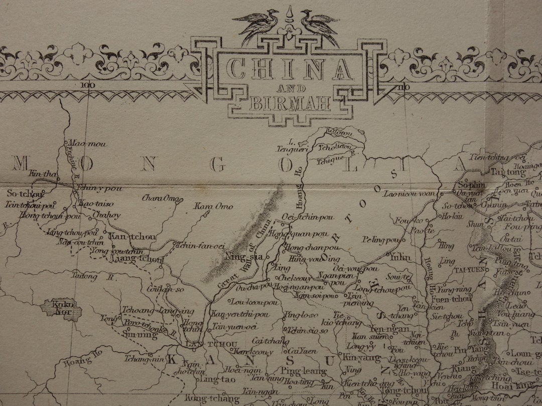 CHINA Old Map - Original Antique John Rapkin Map of China and Burma ...