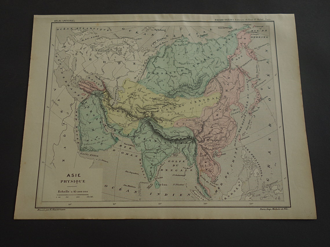 ASIA Old Geology Map of Asian Continent 1896 Original Antique | Etsy