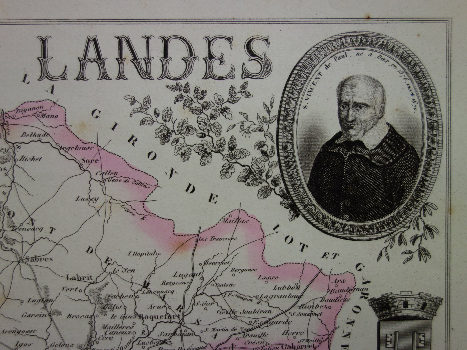 LANDES Old Map of Landes Departement 1851 Beautiful Antique | Etsy