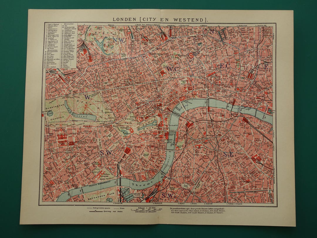 110+ Years Old Map of LONDON 1909 Original Antique City Plan About ...