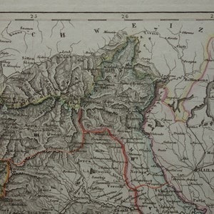 SARDINIA KINGDOM Old Map of Northern Italy 1851 Original Antique Print ...