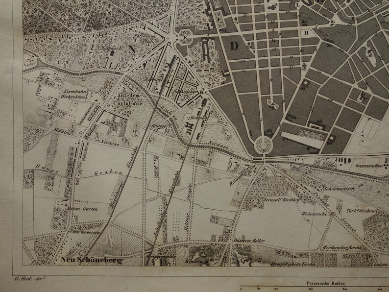 BERLIN Antique Map of Berlin Germany Original 175+ Years Old German ...