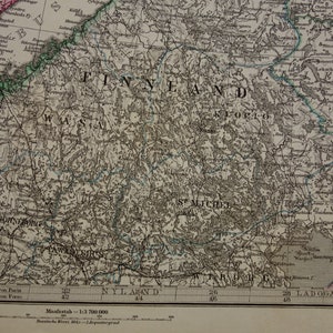 NORWAY Old Map of Norway 1885 Original Antique Hand-colored Poster ...