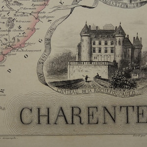 1856 CHARENTE Old Map of Charente Department - Original Hand-colored ...