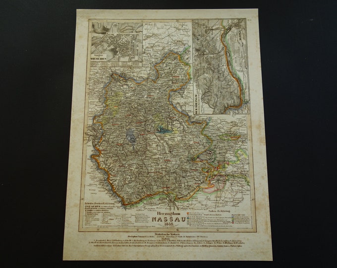 NASSAU Old Map of Nassua Duchy Germany 1849 Original Antique Print of ...