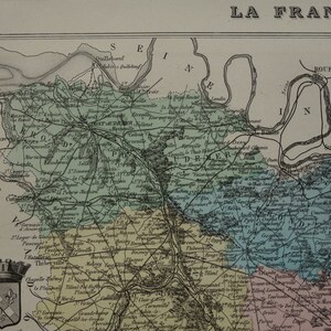 EURE Old Map of Eure Department France 1882 Original Antique Hand ...