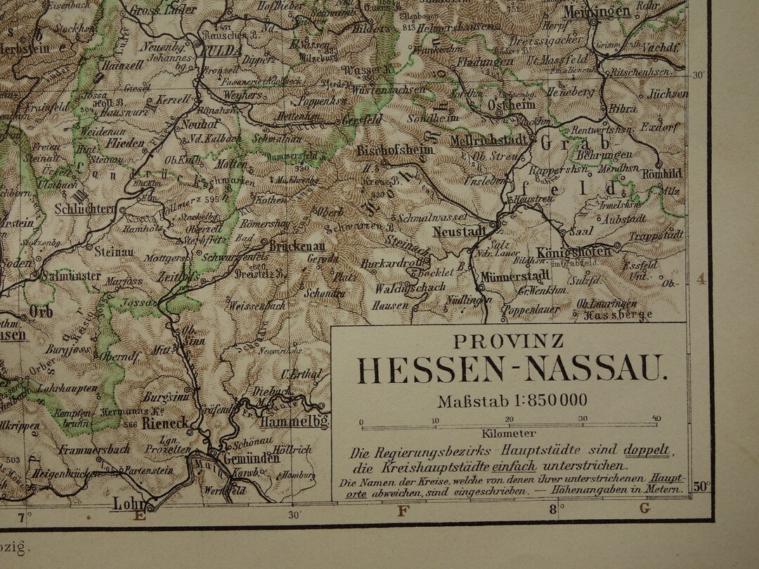 Old Map of Hesse-nassau Germany 1905 Original Vintage Print Frankfurt ...