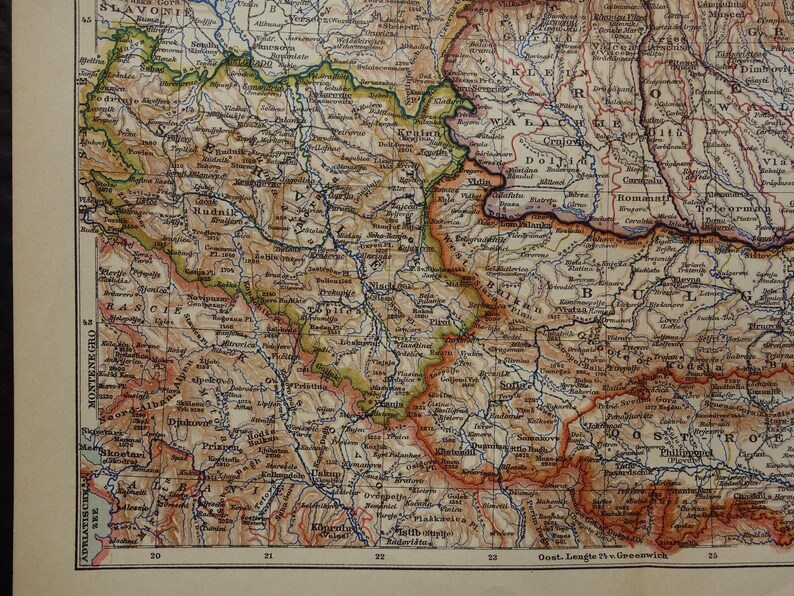 Romania Old Map - Original 1910 Antique Dutch Detailed Print of R ...