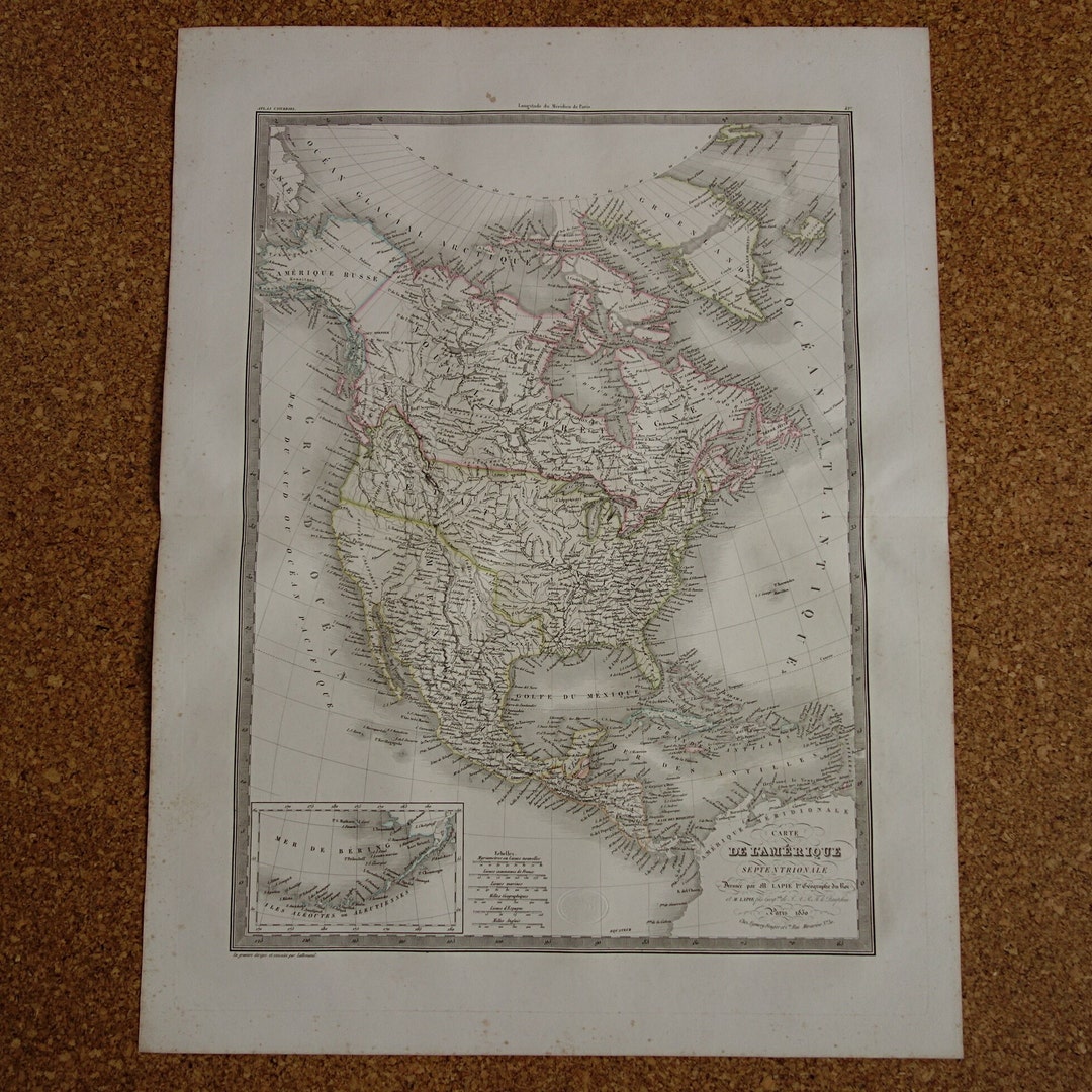 1830 NORTH AMERICA Map LARGE Original Antique Poster Map of the Usa ...