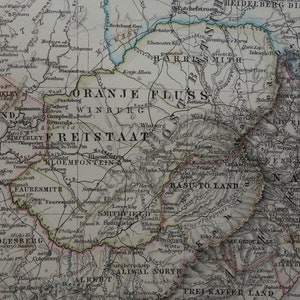 SOUTH AFRICA Map of Transvaal Republic LARGE 1876 Antique German Print ...