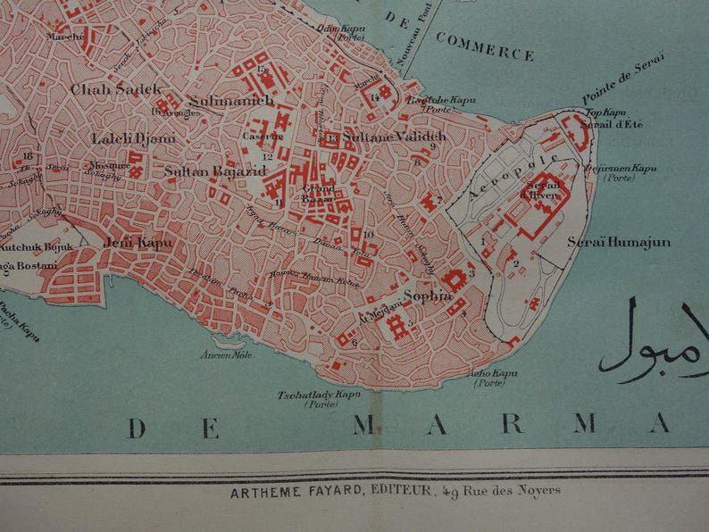 ISTANBUL Antique Map of Istanbul Large 1877 Original Old City Plan ...