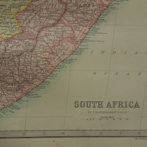 SOUTH AFRICA Map 1890 Original Large Old Print of Orange Free State SA ...