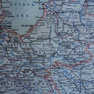 HOLLAND Old Map of the Netherlands 1913 Original Antique Detailed Print ...