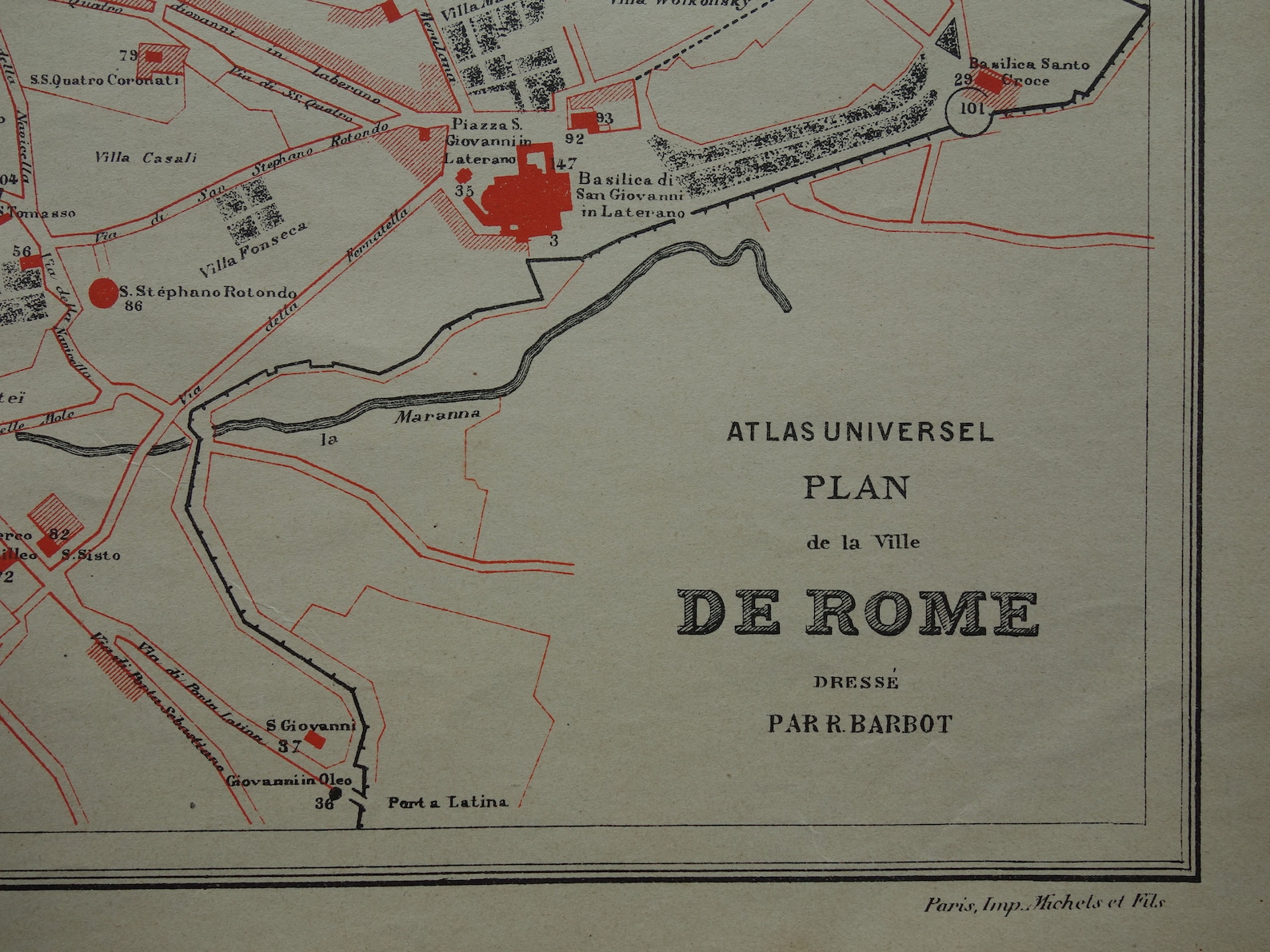 ROME Old Map of Rome Italy 1896 Original Antique City Plan Big | Etsy