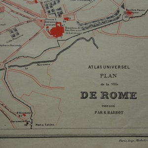 ROME Old Map of Rome Italy 1896 Original Antique City Plan Big Print ...
