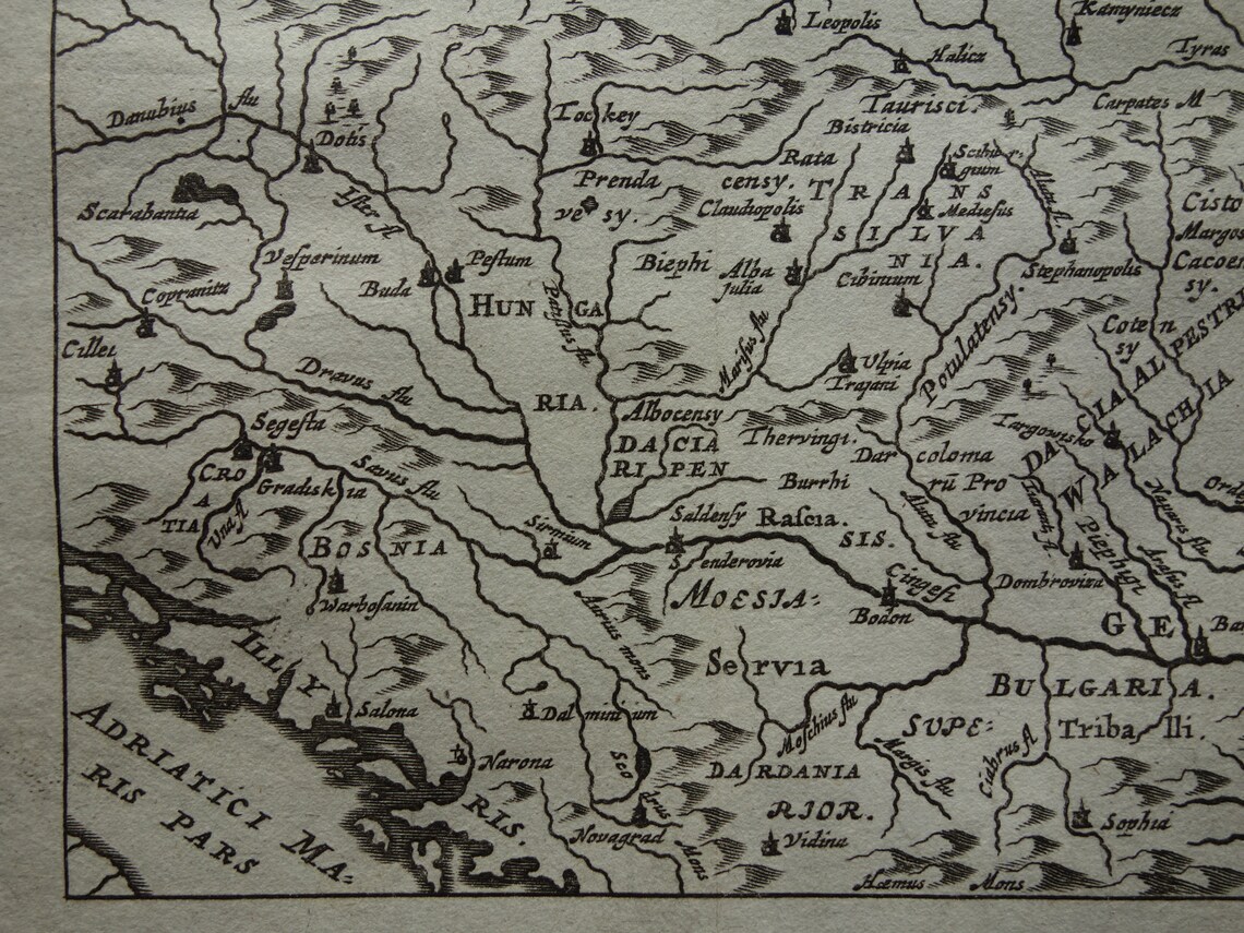 360 Years Old Map of Moesia Dacia Antique Print Balkans - Etsy