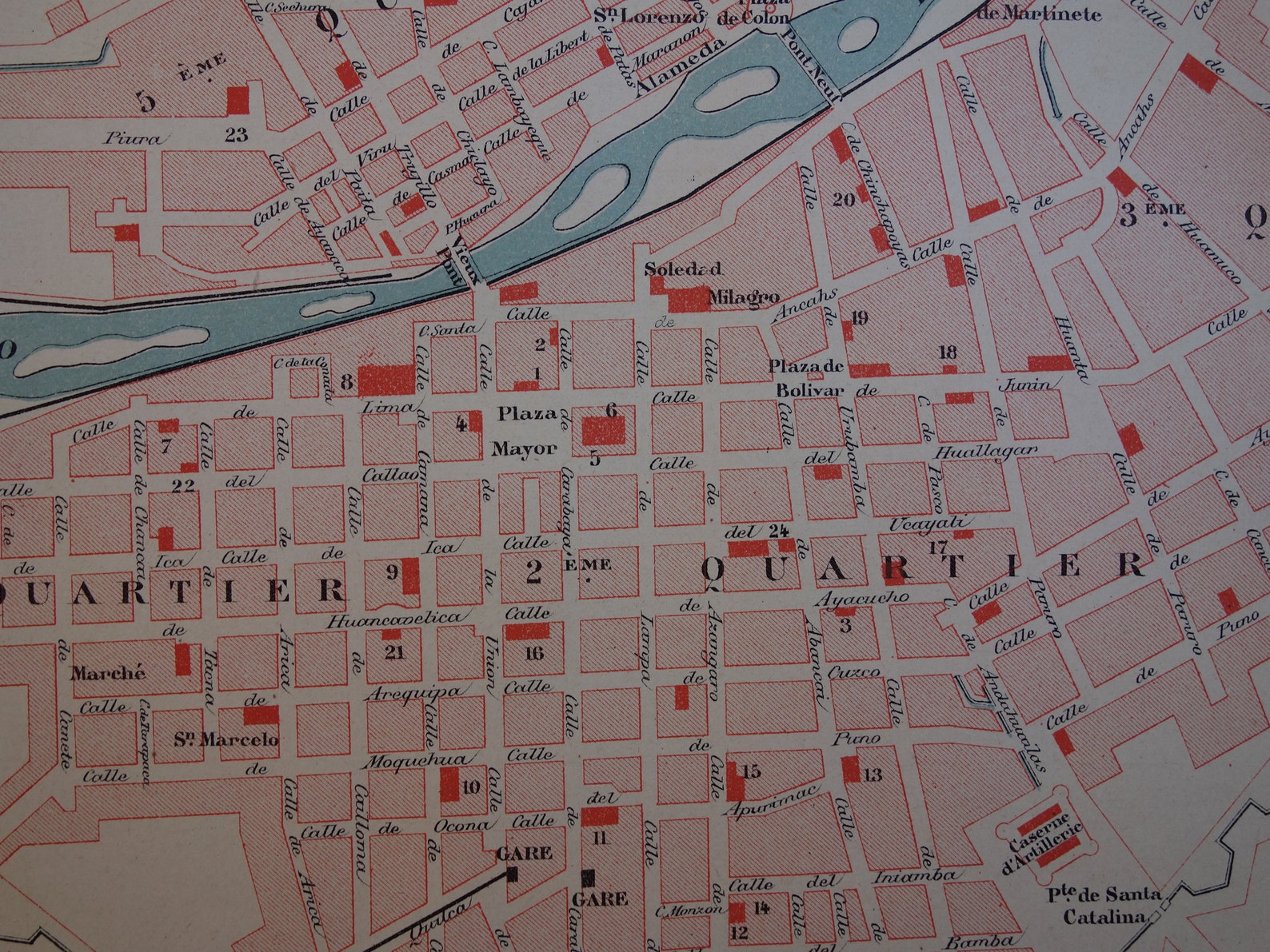 1877 LIMA Old Map of Lima Lovely Original Antique City Plan - Etsy