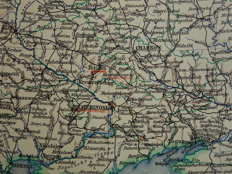 Antique Map of Russia 1913 Original 100 Years Old German Map - Etsy