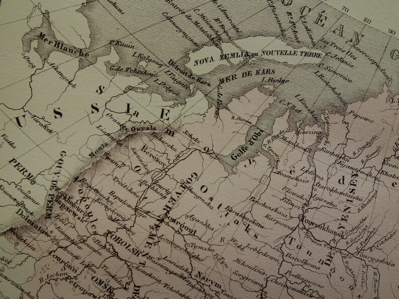 SIBERIA Old Map of Russia 1858 Original Antique French Hand - Etsy