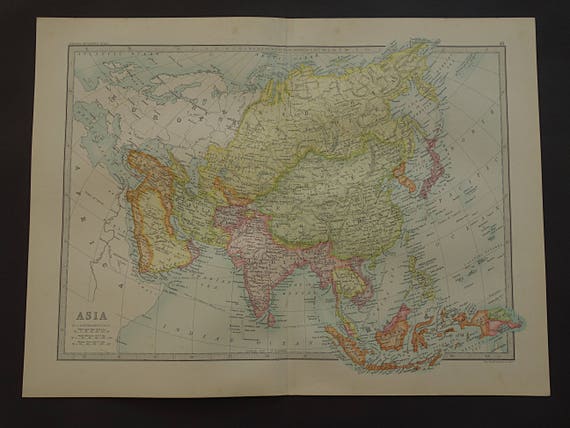 ASIA Old Map of Asia LARGE 1890 Original Antique English Print | Etsy