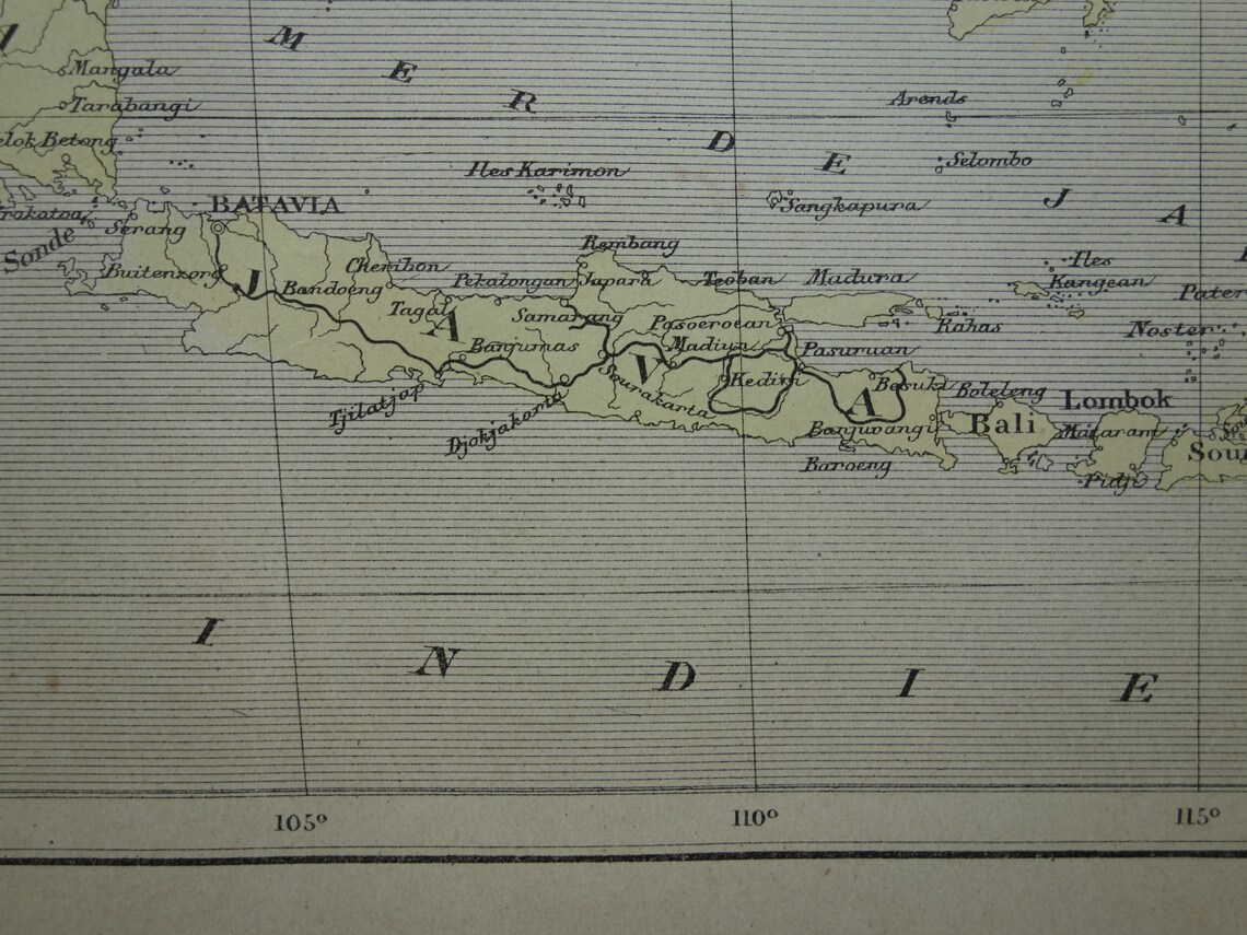 INDONESIA Old Map of Sunda Archipelago 1896 Antique - Etsy