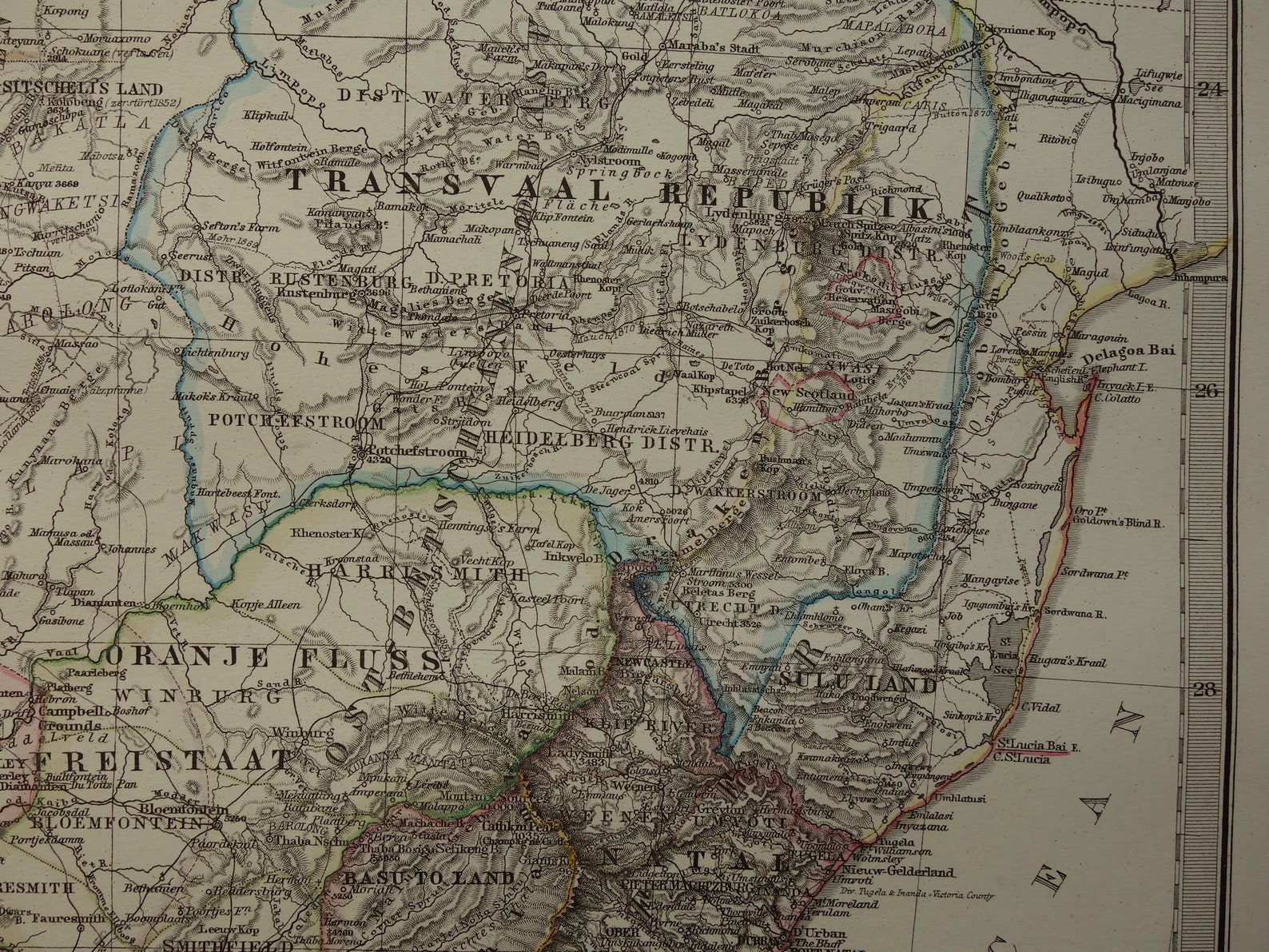 SOUTH AFRICA Map of Transvaal Republic LARGE 1877 Antique - Etsy
