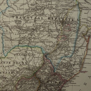 SOUTH AFRICA Map of Transvaal Republic LARGE 1877 Antique German Print ...