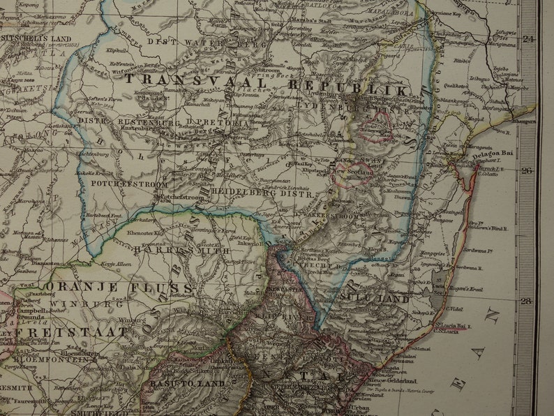 SOUTH AFRICA Map of Transvaal Republic LARGE 1877 Antique - Etsy