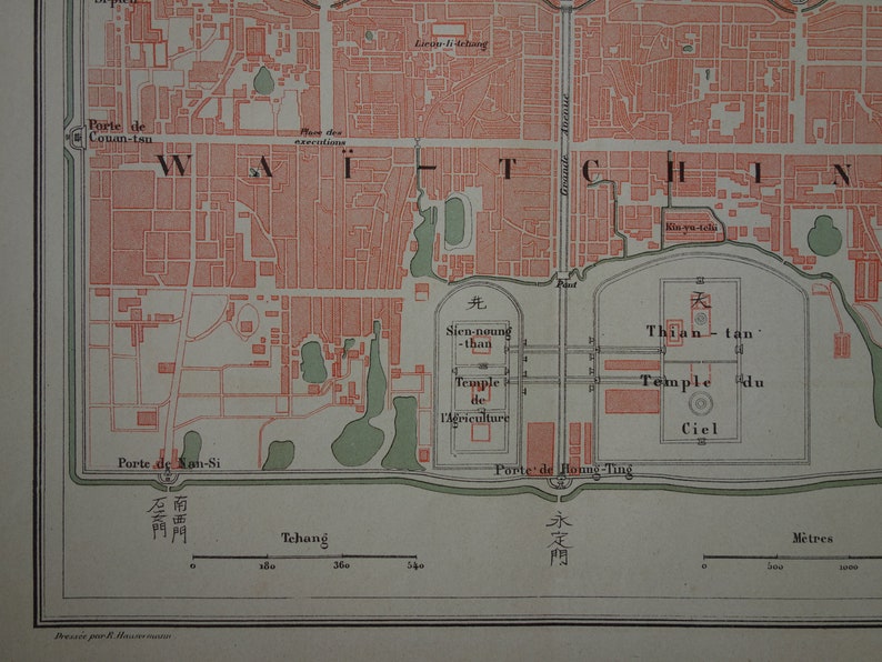Old BEIJING Map Large 1896 Old City Plan of Beijing - Etsy