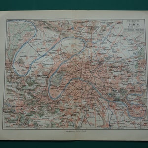 PARIS Old Map of Paris Versailles 1913 Detailed Vintage Print Paris ...